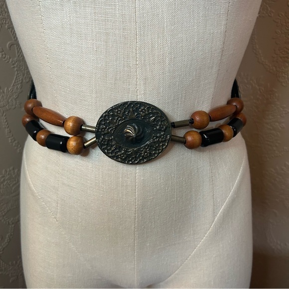 Vintage | Accessories | Vintage Bold Metal And Wood Belt Great ...